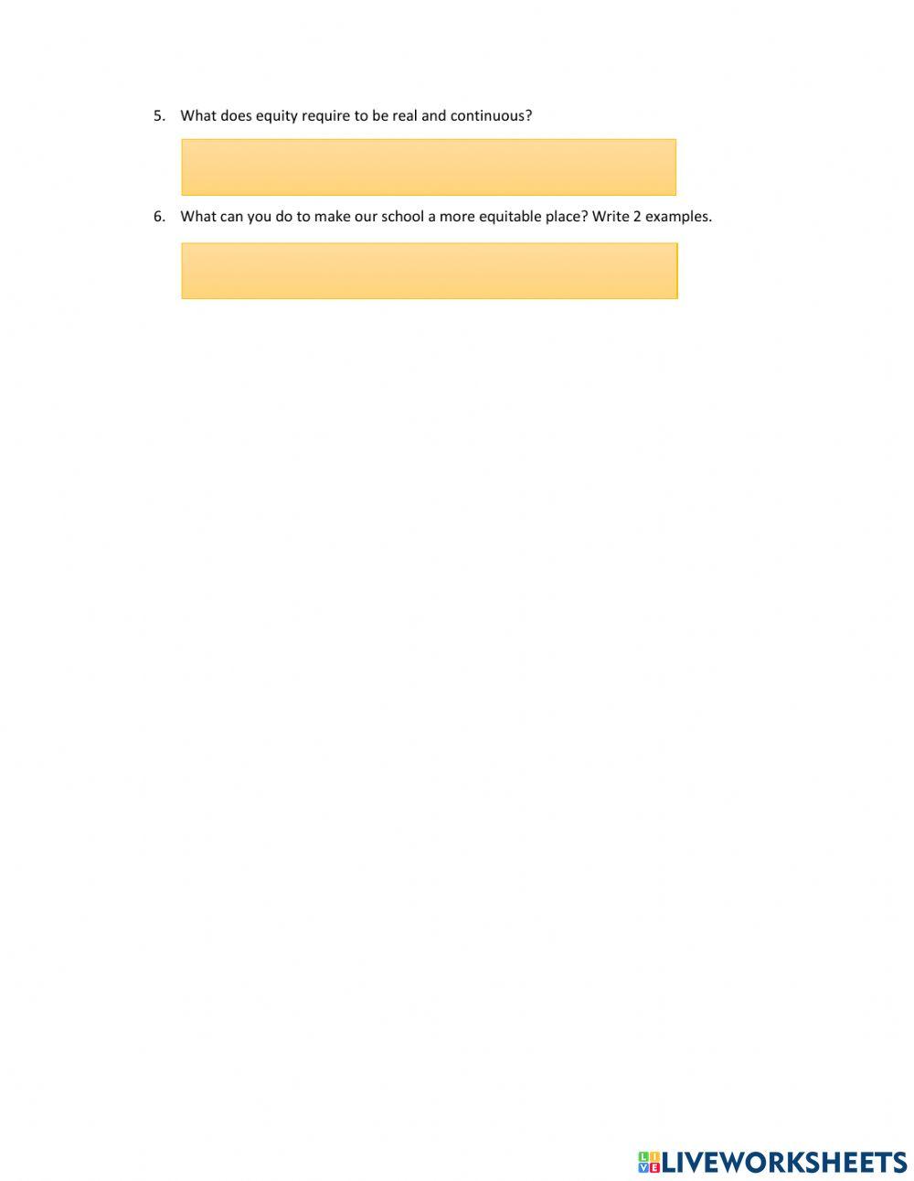 Equity vs equal… | Free Interactive Worksheets | 997523