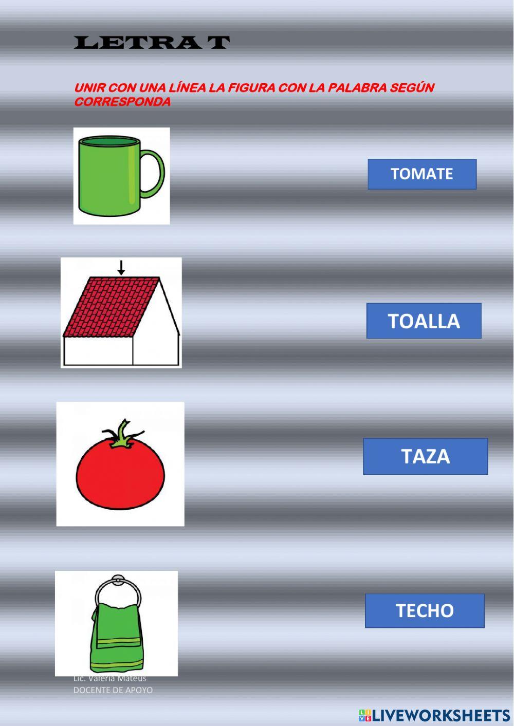 Lectoescritura letra T exercise | Live Worksheets