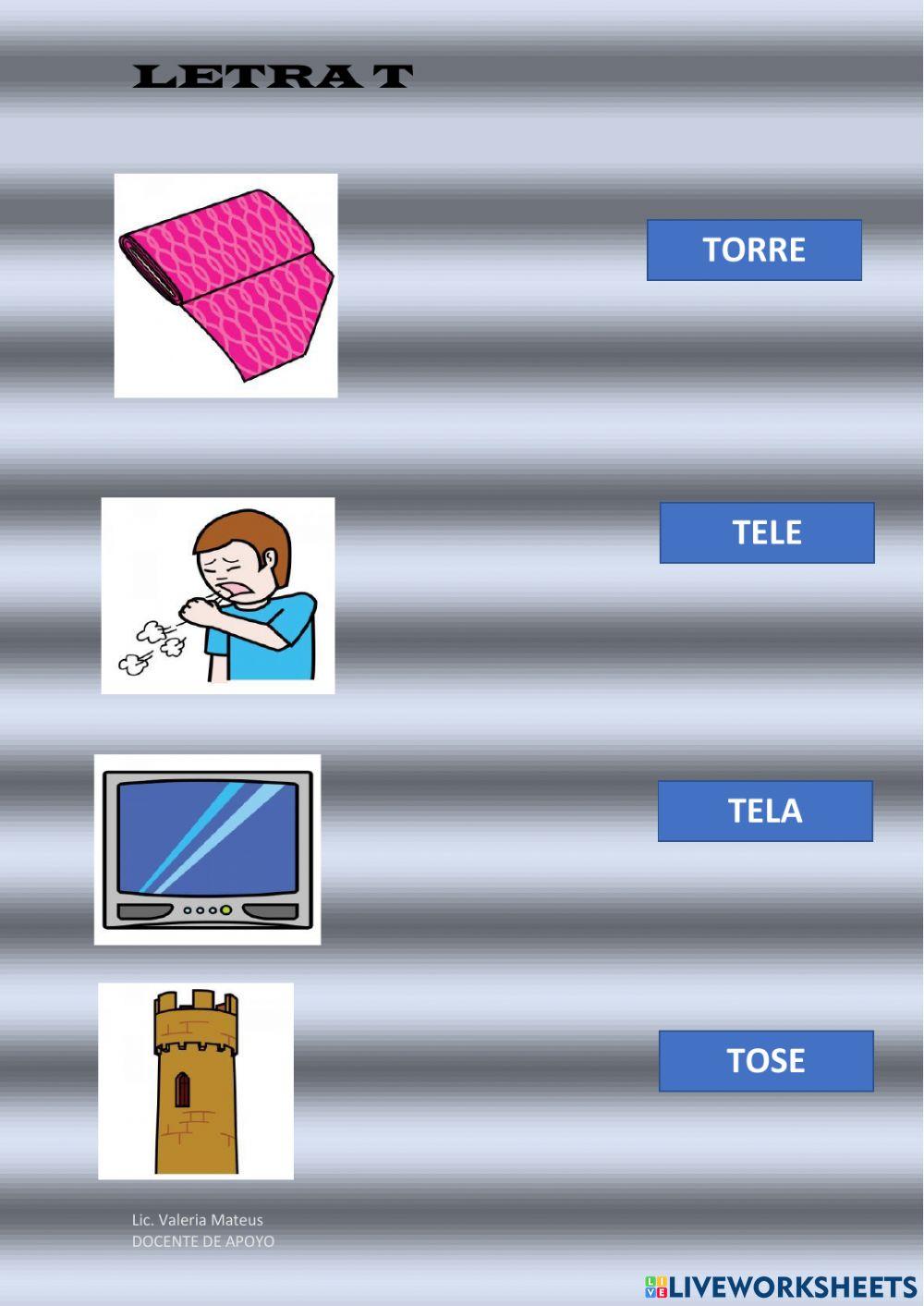 Lectoescritura letra T exercise | Live Worksheets