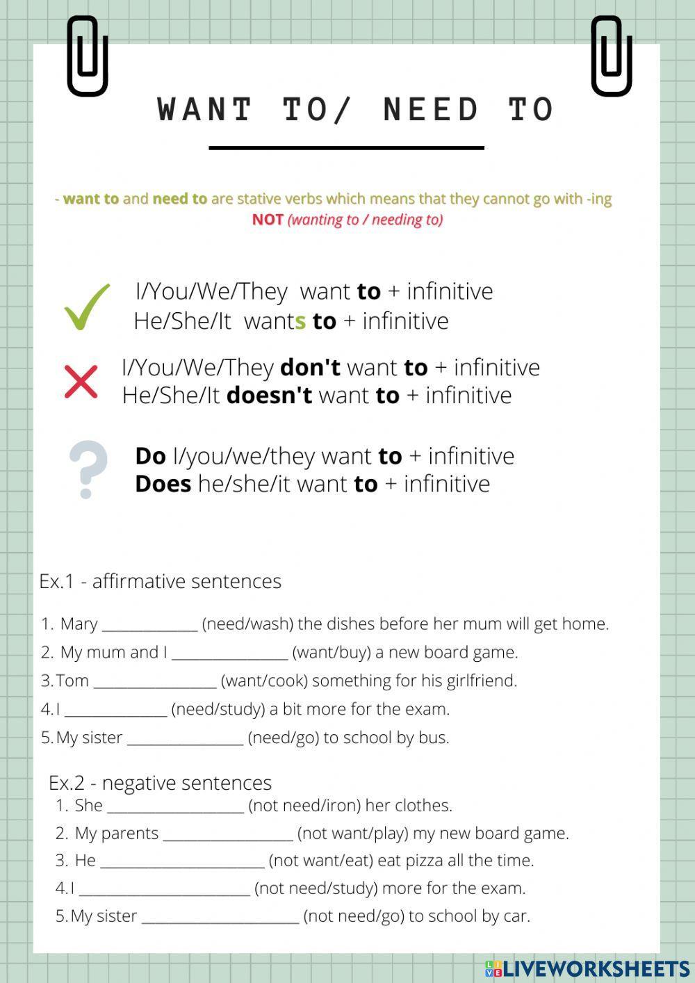 The Verb To Want Esl Worksheets The Verb To Want Esl Worksheets