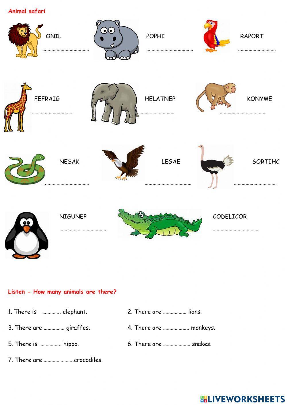Animal safari 998142 | Jana Hlaváčová | Live Worksheets
