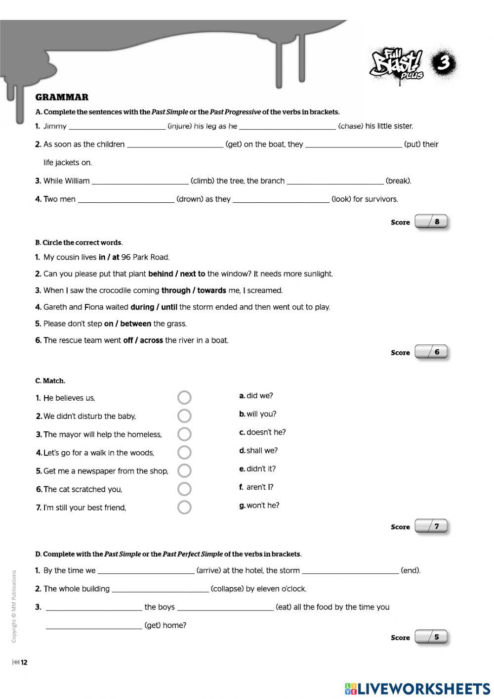 Full Blast 3 Gr… | Free Interactive Worksheets | 5012198