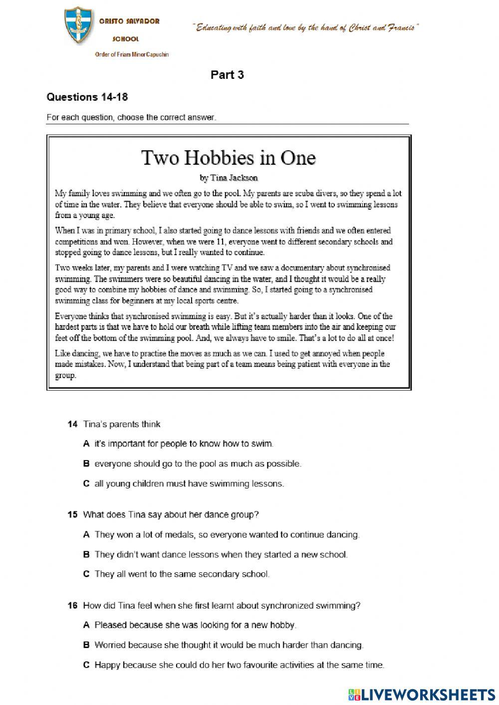 3605852 | Reading A2 KEY MOCK 3 | SAYASTA