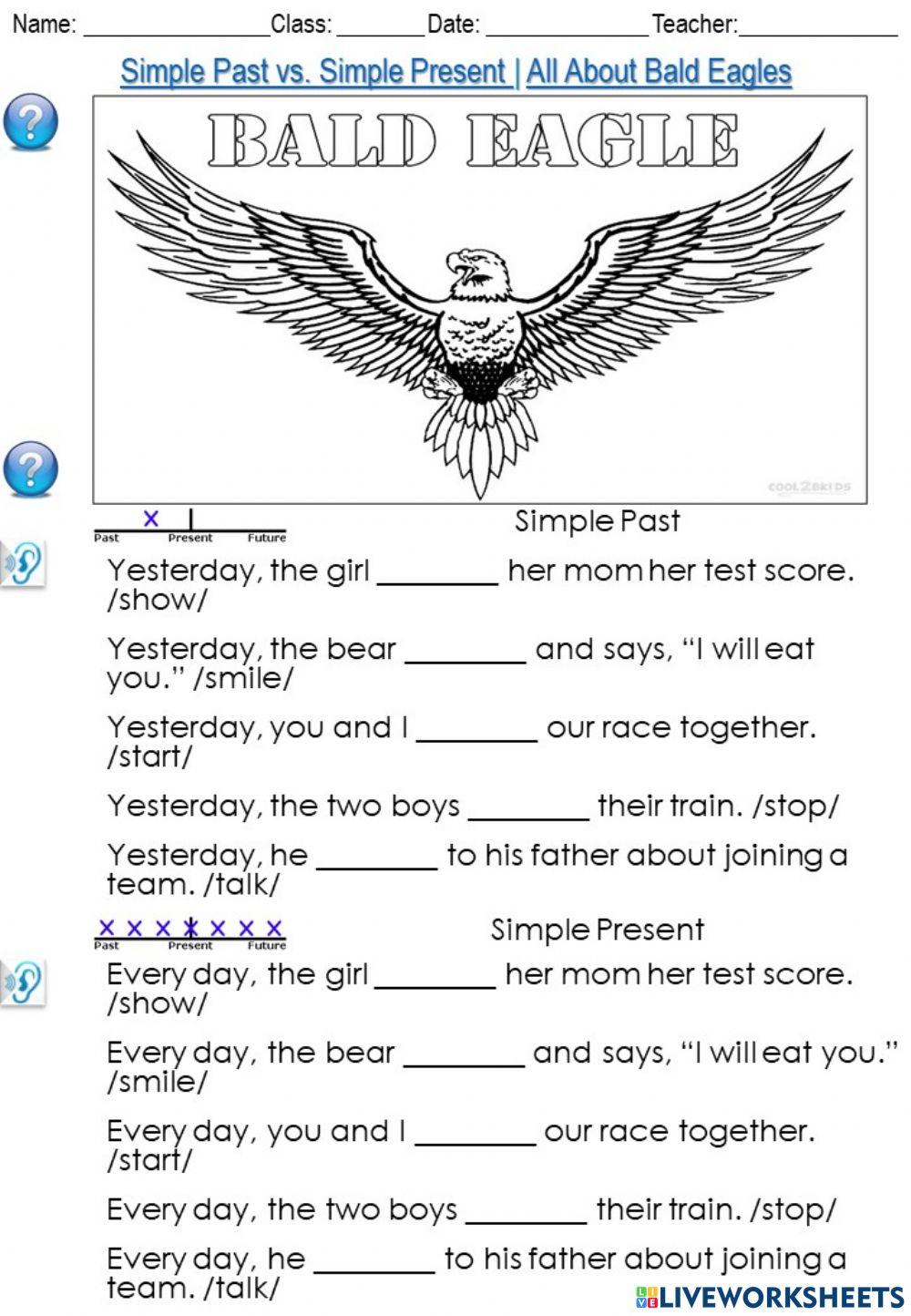 5 Verbs - 4 tenses: show, smile, start, stop, talk worksheet | Live ...