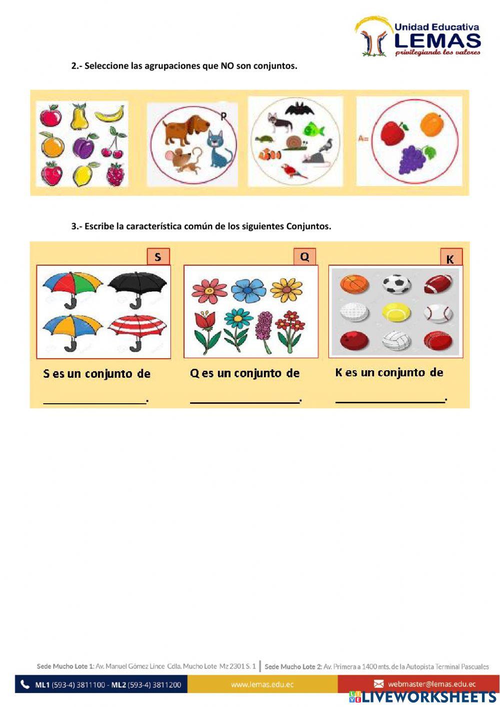 Representación de conjuntos | Live Worksheets
