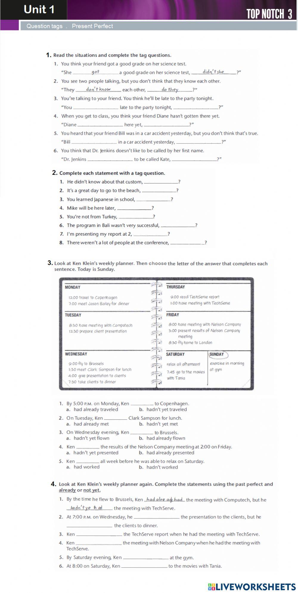Review - UNIT 1 worksheet | Live Worksheets