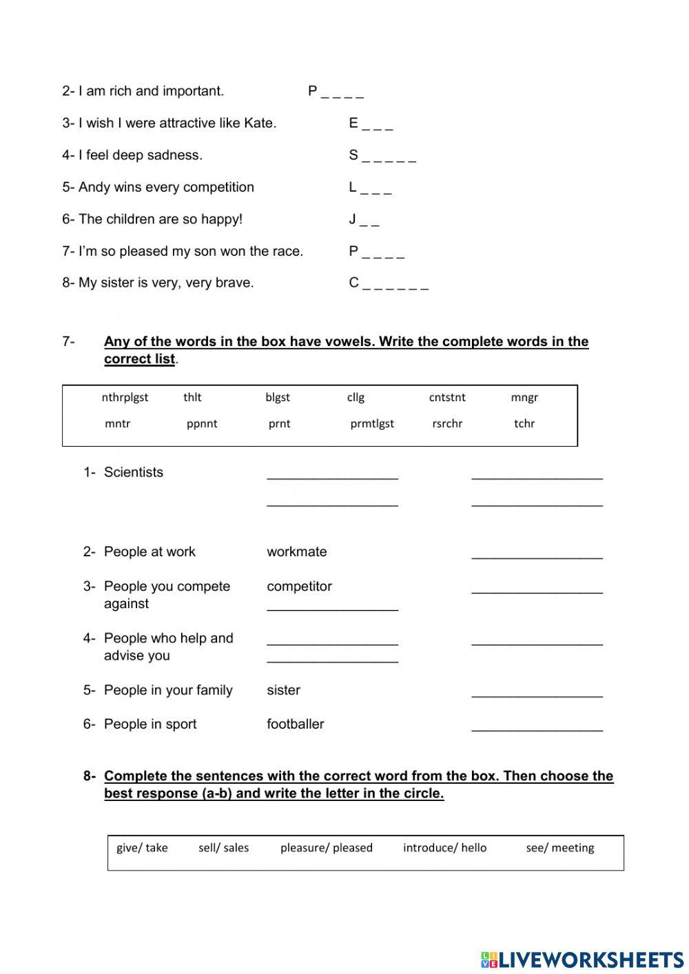 Review- unit 1 activity | Live Worksheets