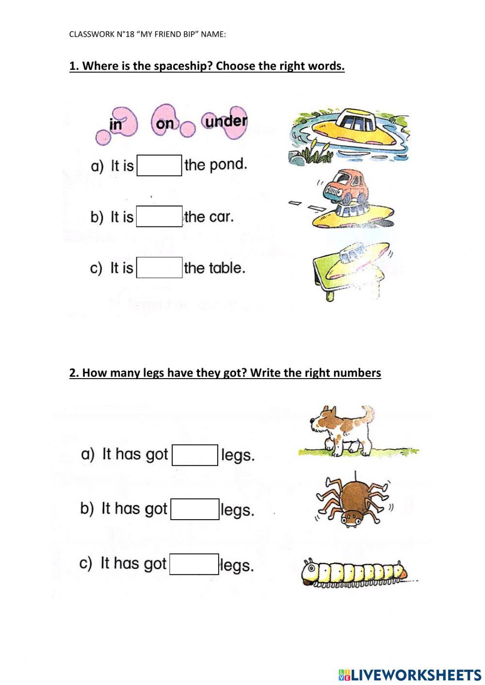 Classwork N° 18 - My friend Bip worksheet | Live Worksheets