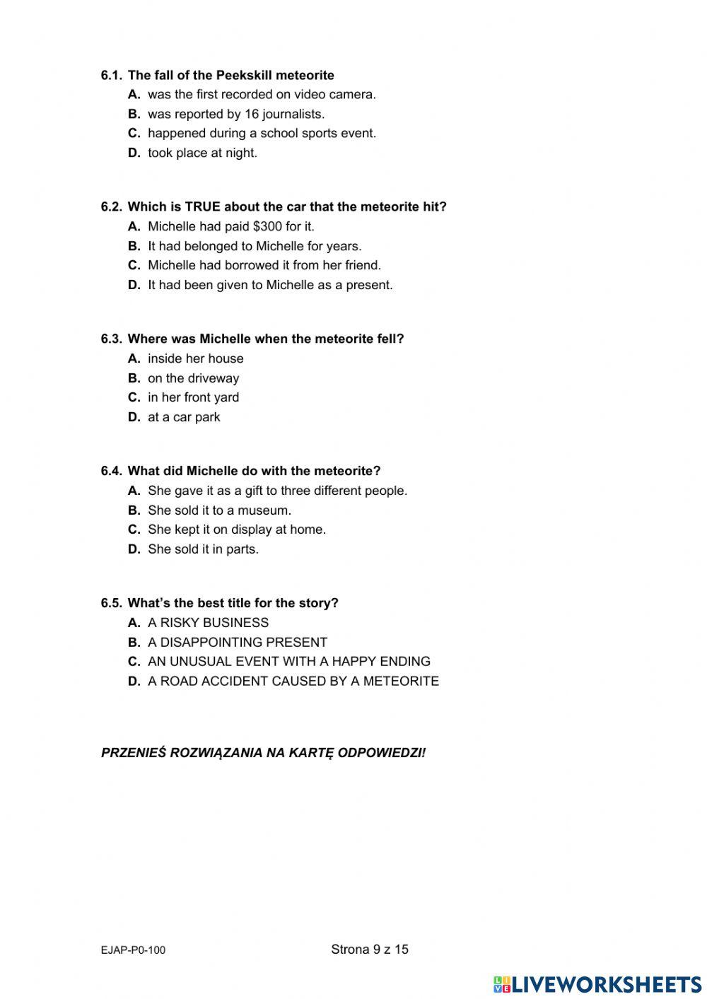 Matura cke 2021 pp part 2 worksheet | Live Worksheets