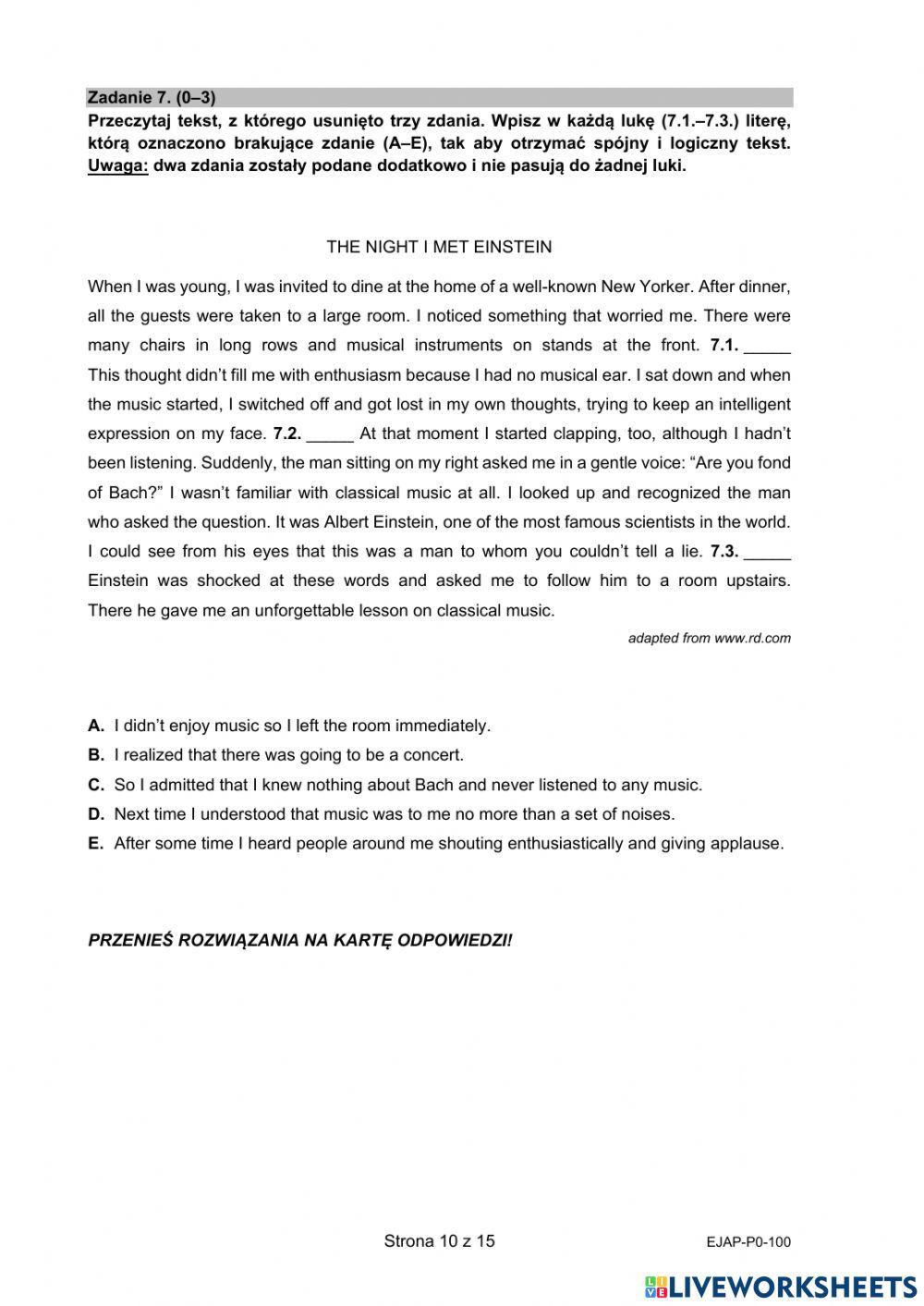 Matura cke 2021 pp part 2 worksheet | Live Worksheets