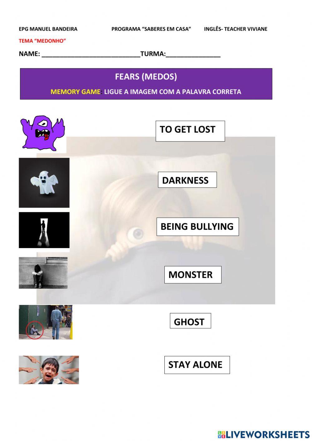 Fears activity | Live Worksheets