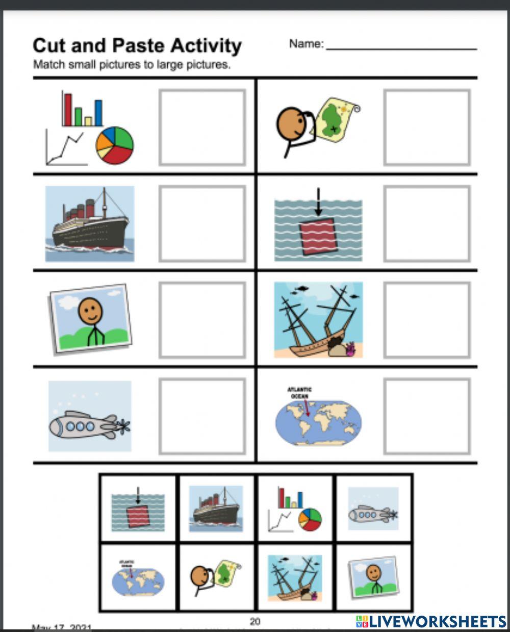 cut and paste titanic online exercise for | Live Worksheets