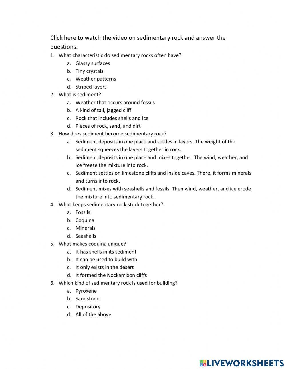 Rocks interactive activity for 9 | Live Worksheets