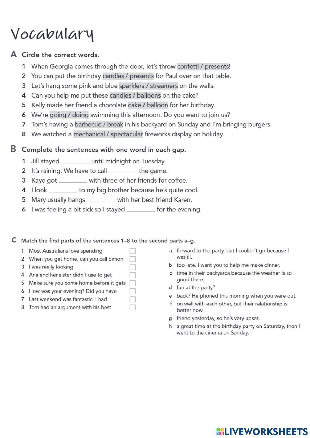 A2 unit 2 (reading and vocabulary) 6589984 | Matías