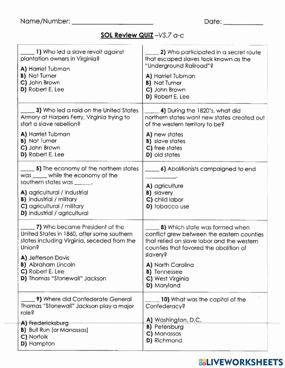 VS SOL Review V… | Free Interactive Worksheets | 999805