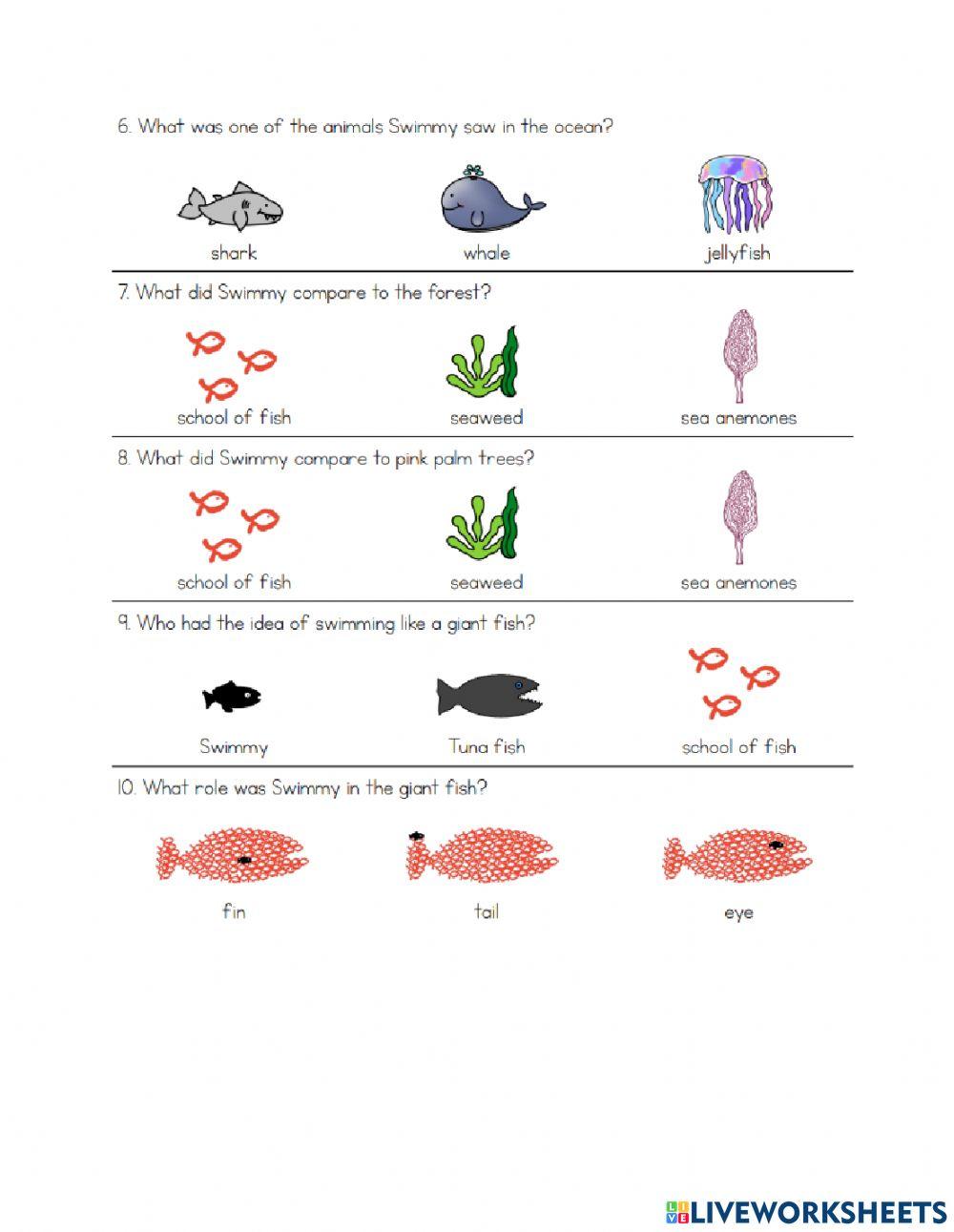 Swimmy | Free Interactive Worksheets | 1000204