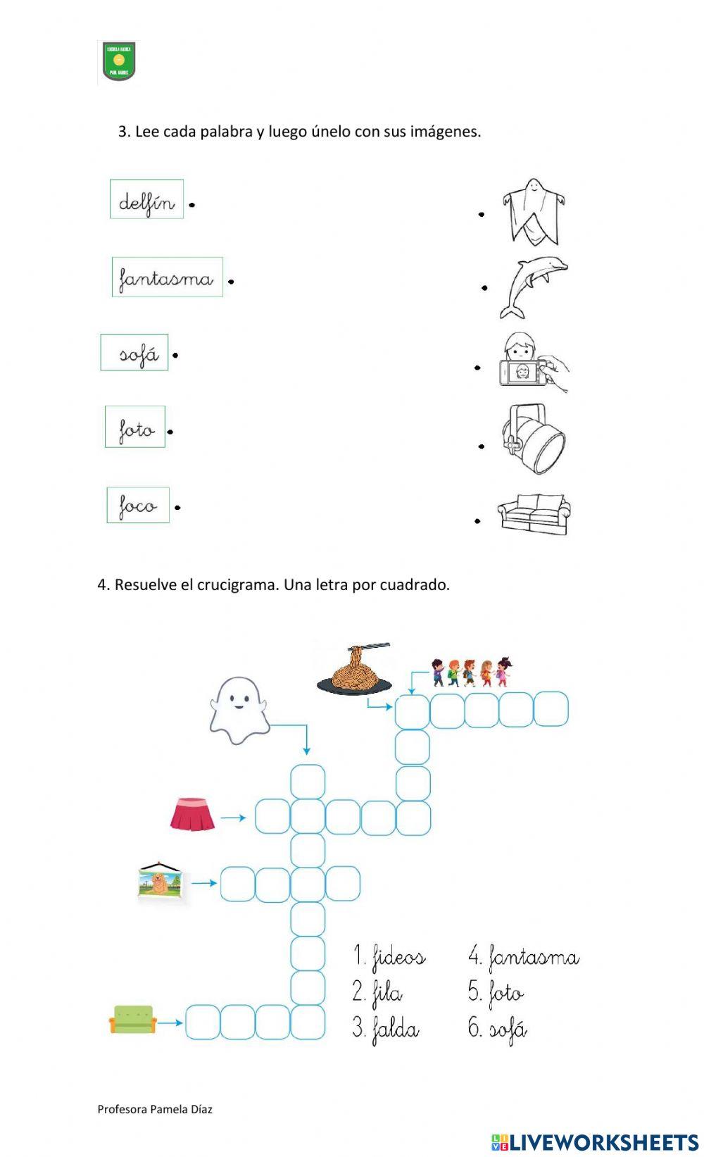 Letra f worksheet for 1° 2° | Live Worksheets