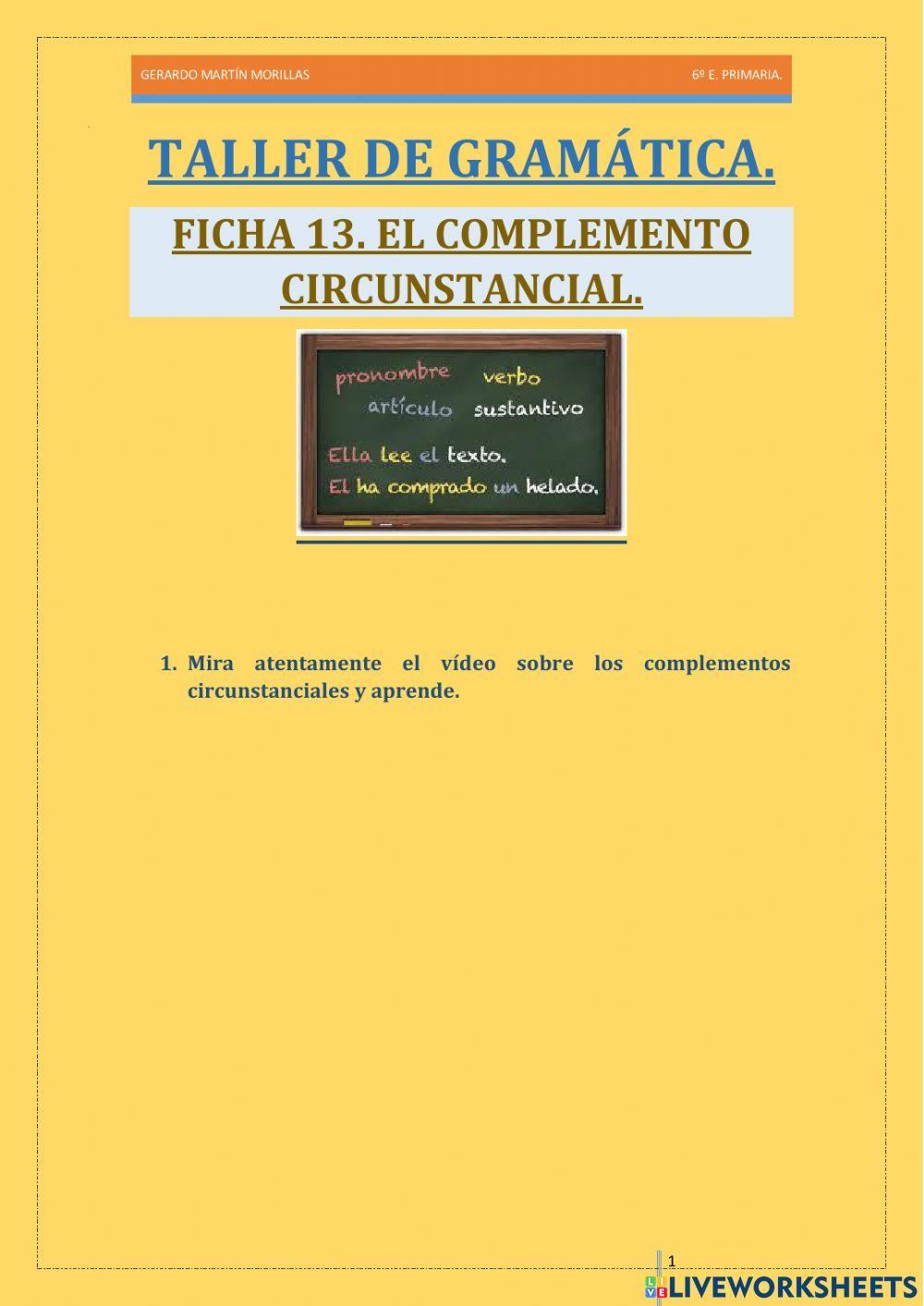Taller de gramática. Ficha 13. worksheet | Live Worksheets