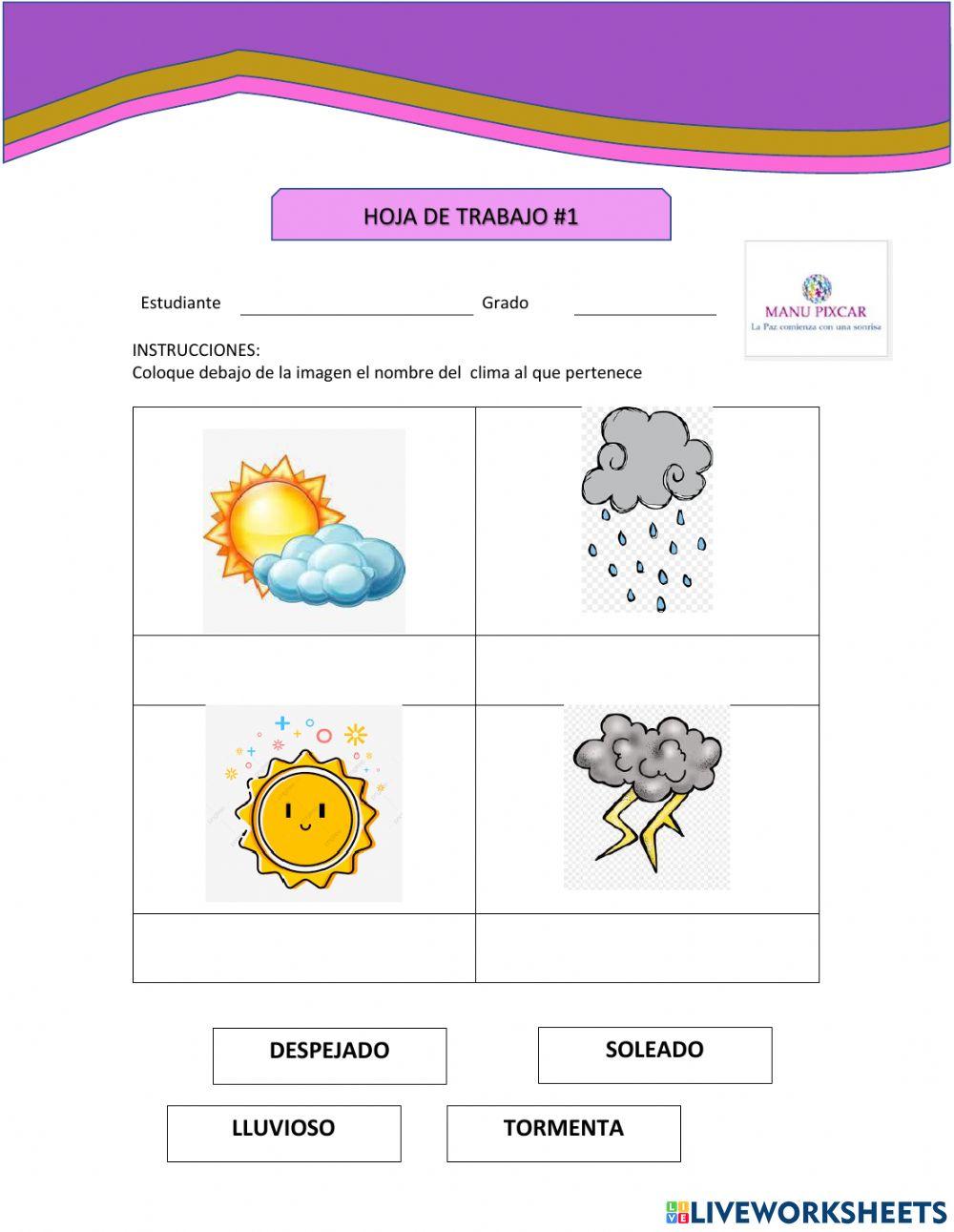 Clima online worksheet for Preprimaria | Live Worksheets