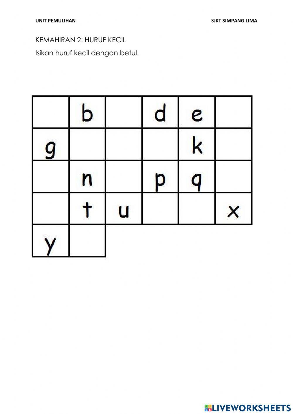 Huruf online pdf exercise | Live Worksheets