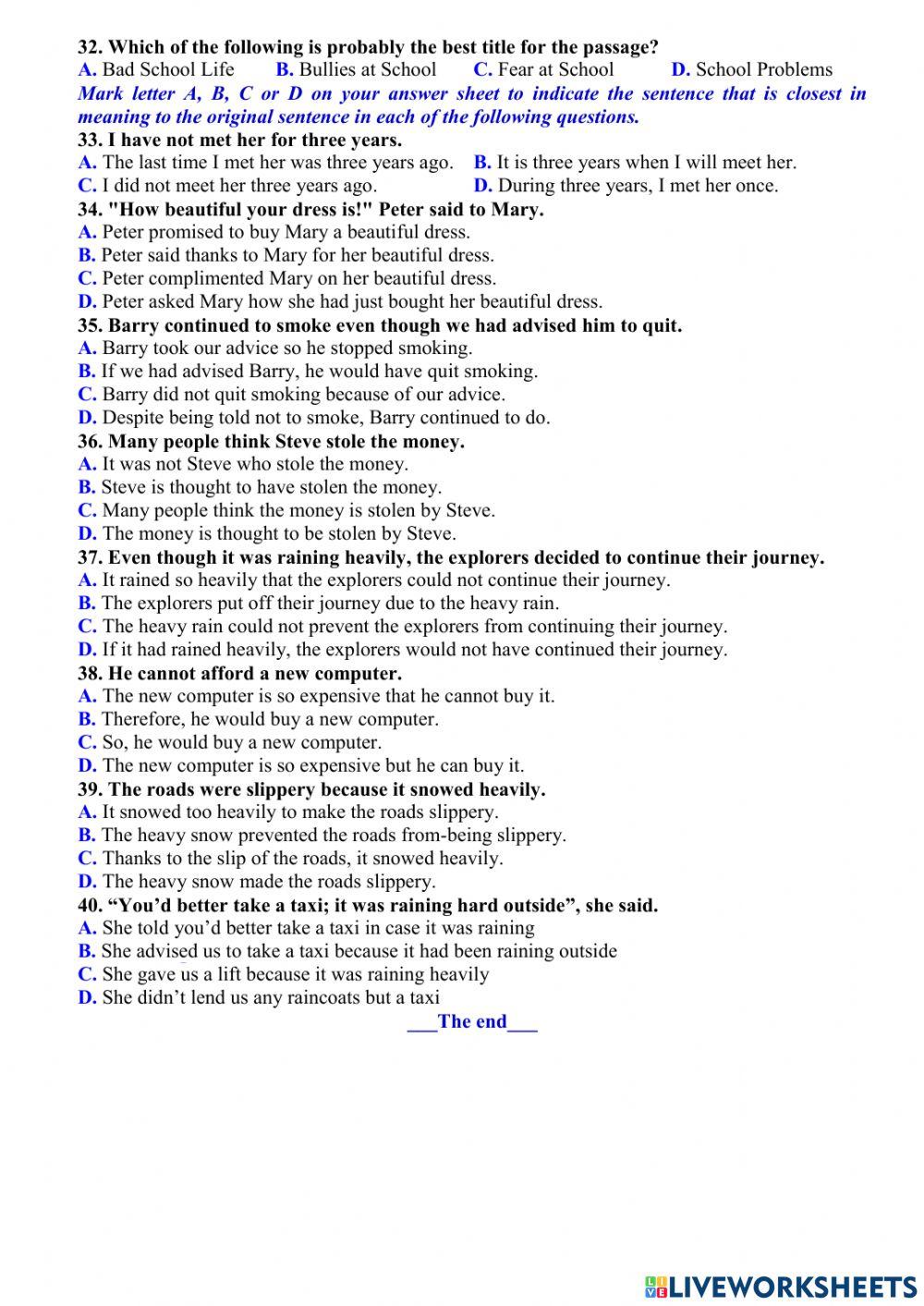 Basic test 1. 15.5.21 worksheet | Live Worksheets