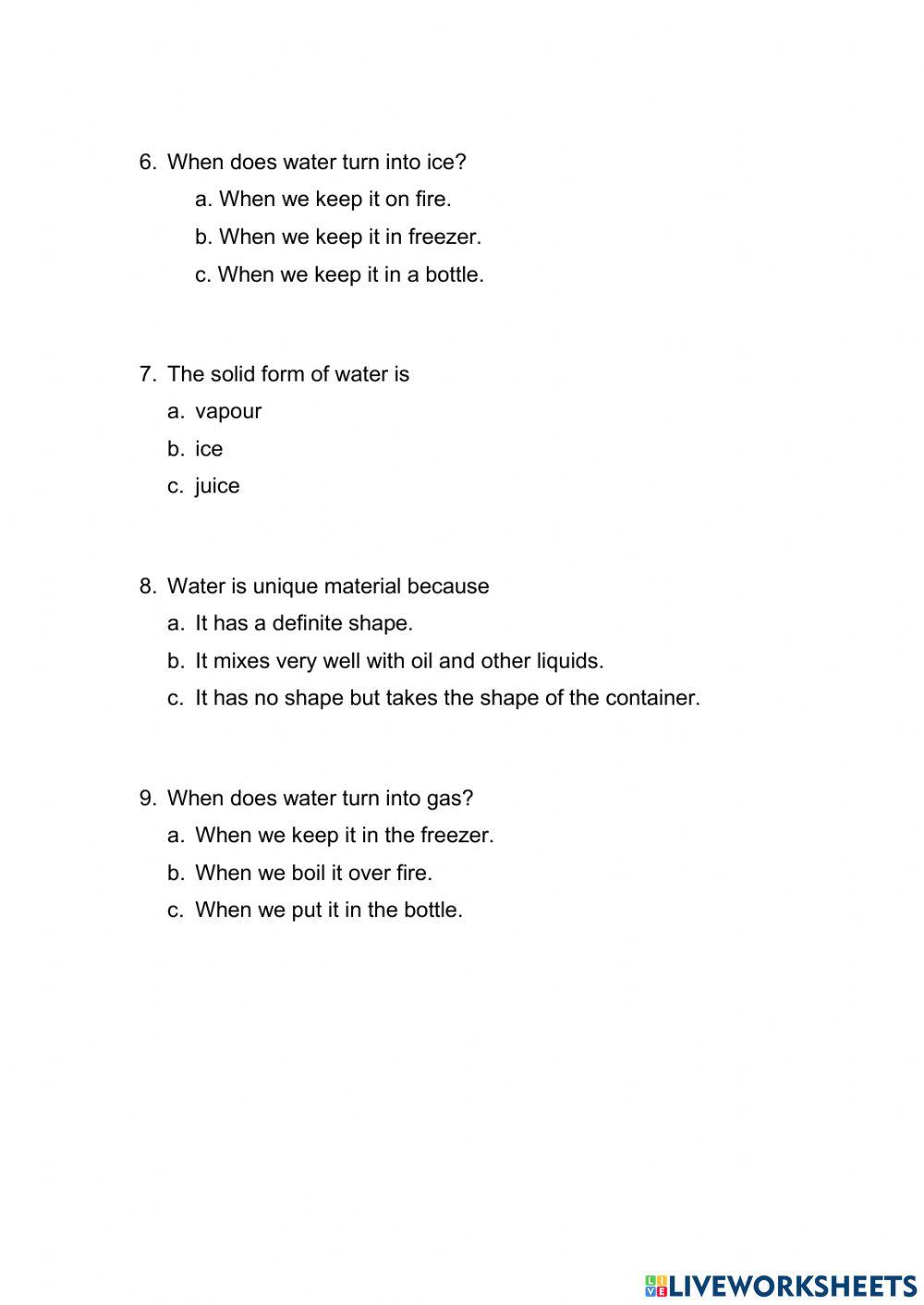 1001419 | Water properties | Blessy Joy | LiveWorksheets