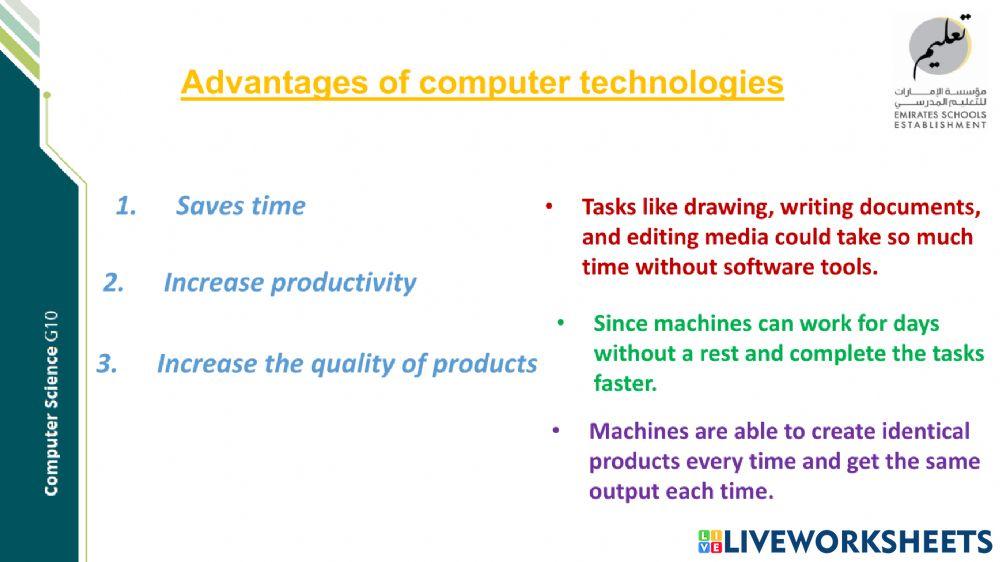 Advantages of c… | Free Interactive Worksheets | 1002209