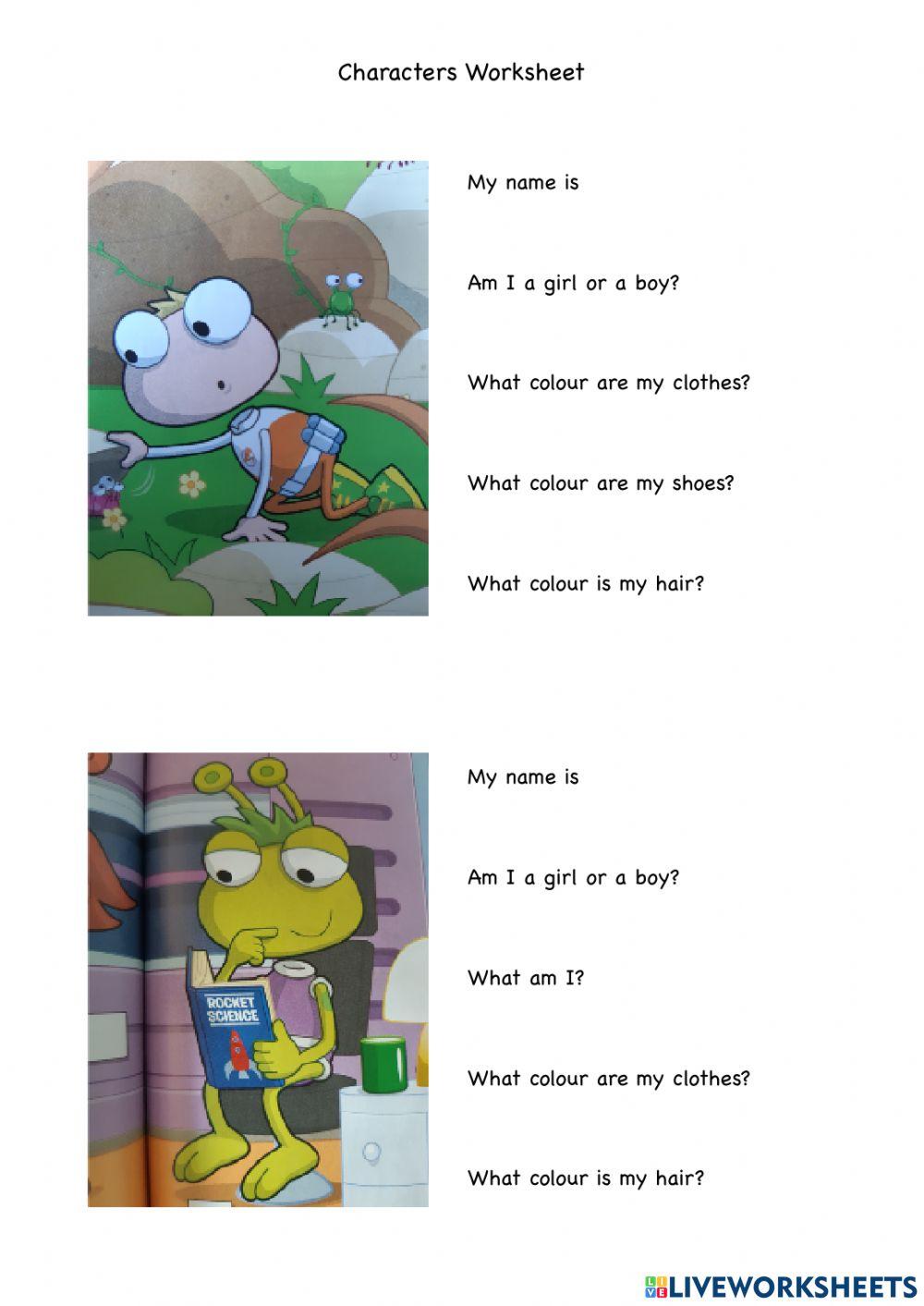 Characters Live Worksheet 1603 | callumtellwright