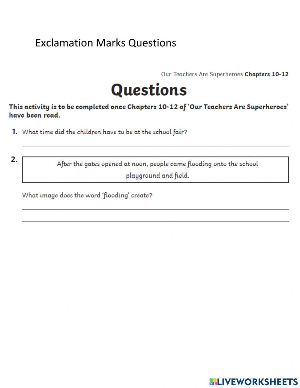 DIS English Term 3 Week 6 Comprehension Exclamation Marks worksheet ...