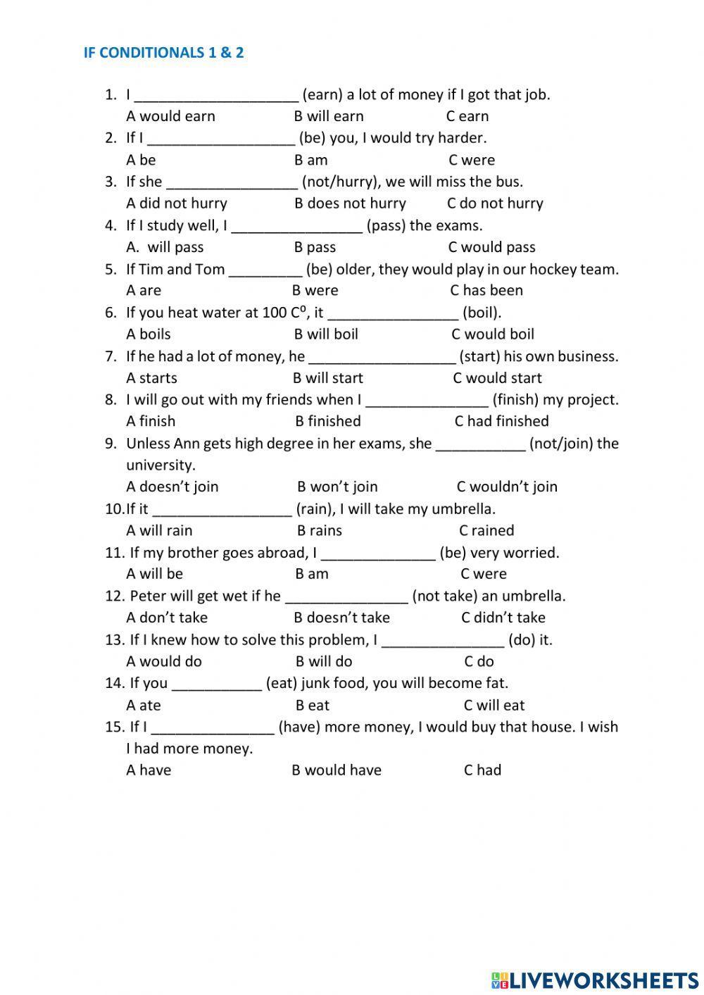 If conditionals… | Free Interactive Worksheets | 1003260