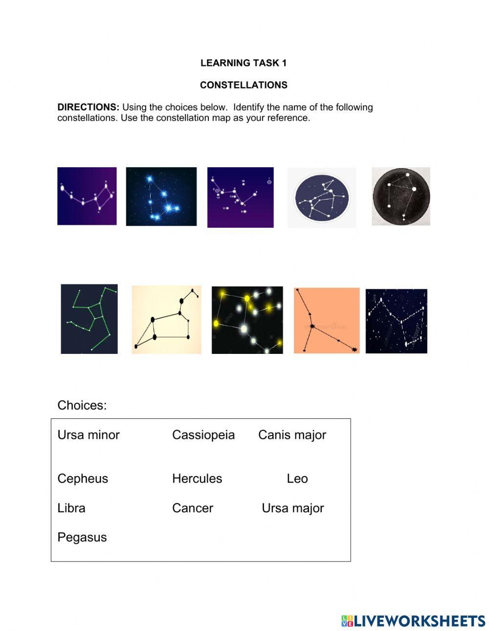 LEARNING TASK 1 CONSTELLATIONS 6591701 | Rod | Live