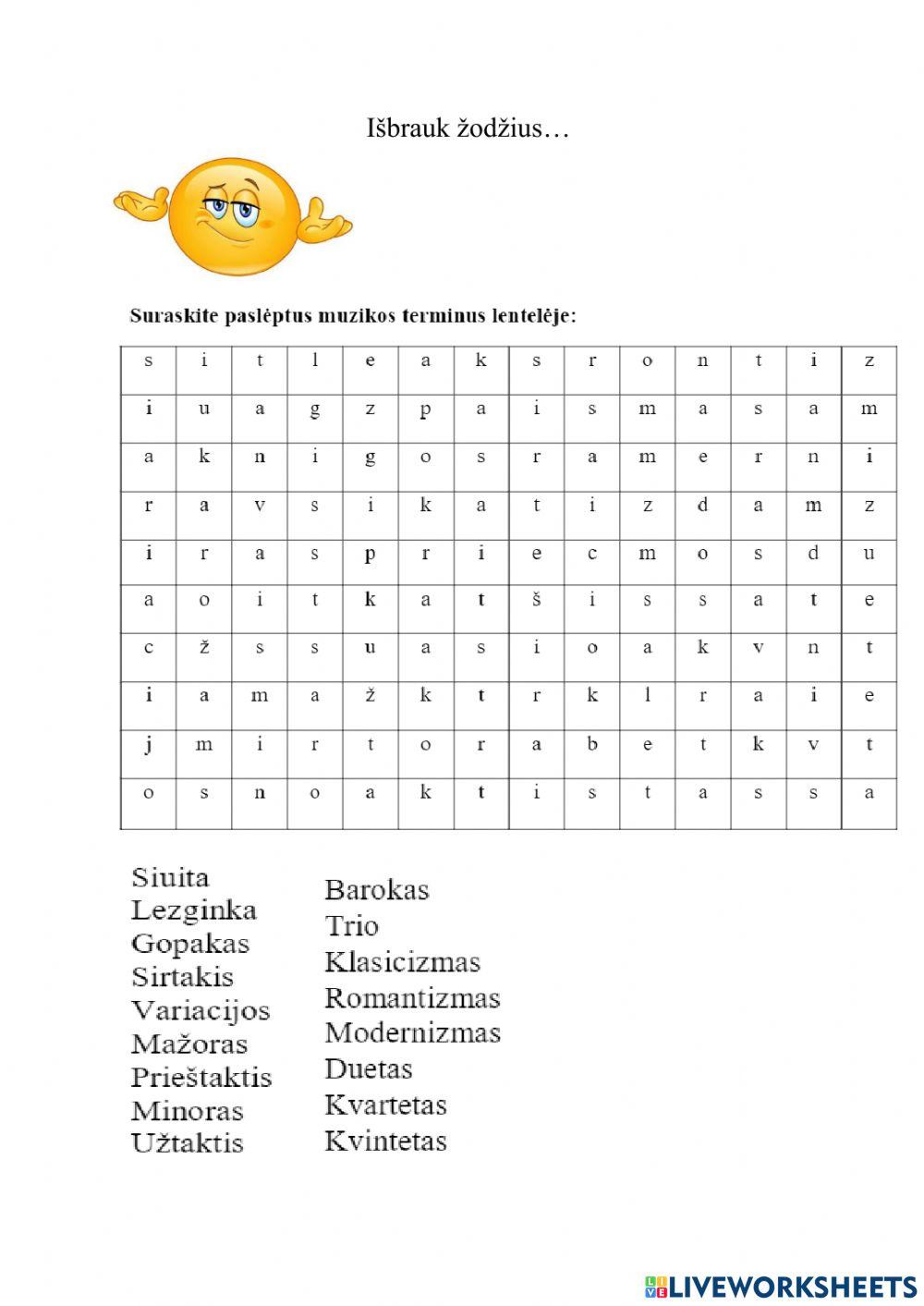 Surask žodžius... online exercise for | Live Worksheets