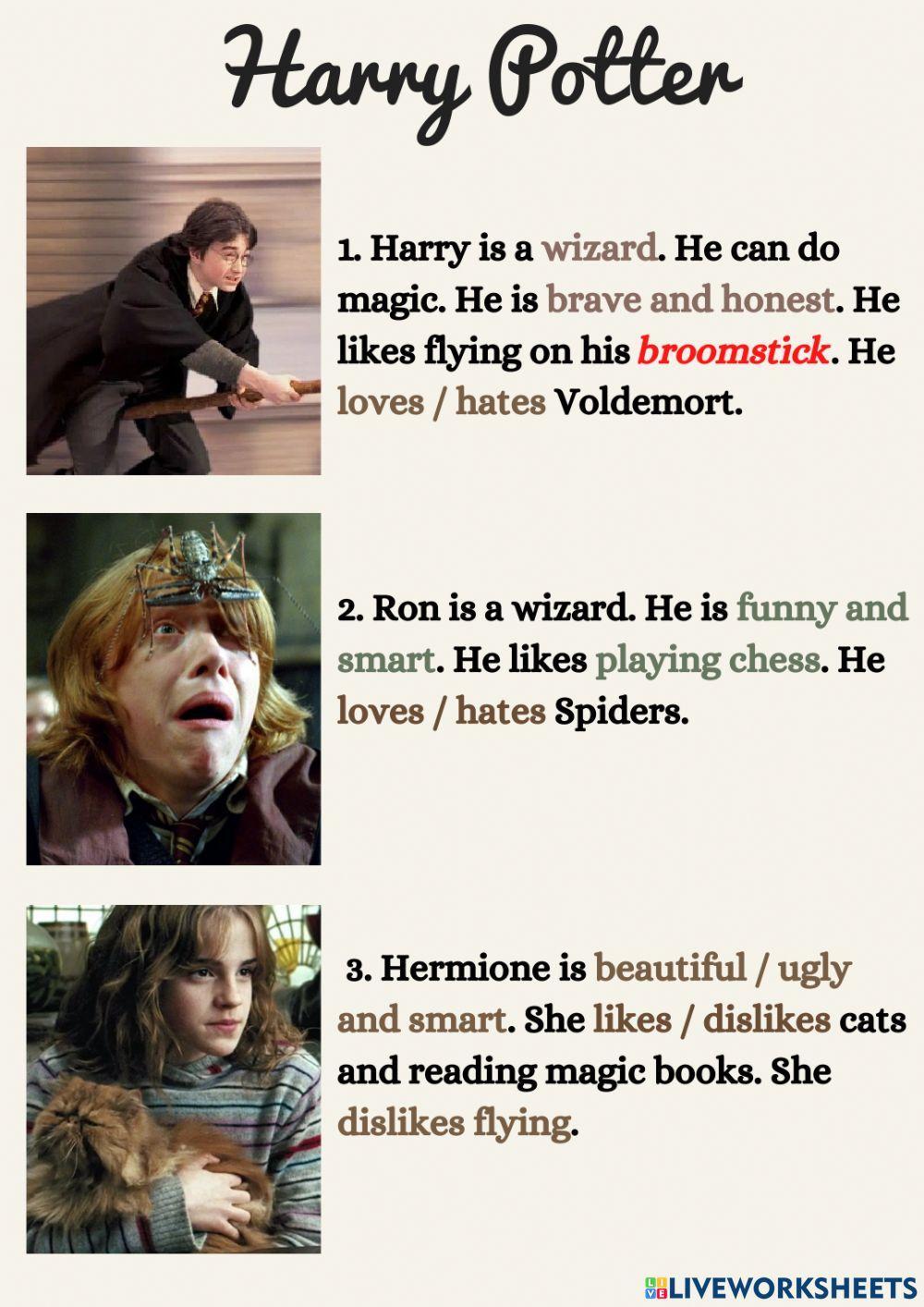 Harry Potter | Free Interactive Worksheets | 1003832