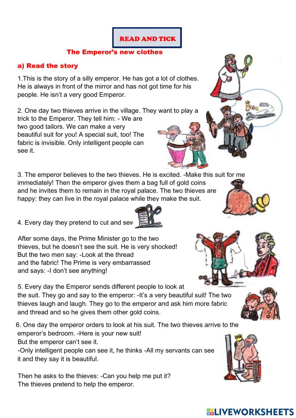 Story The new emperor's suit worksheet | Live Worksheets