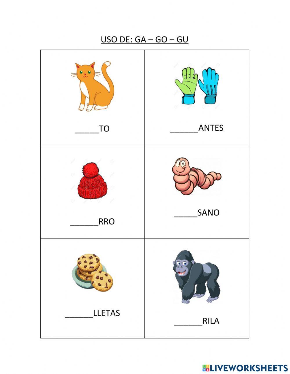 Letra g online exercise for segundo básico | Live Worksheets