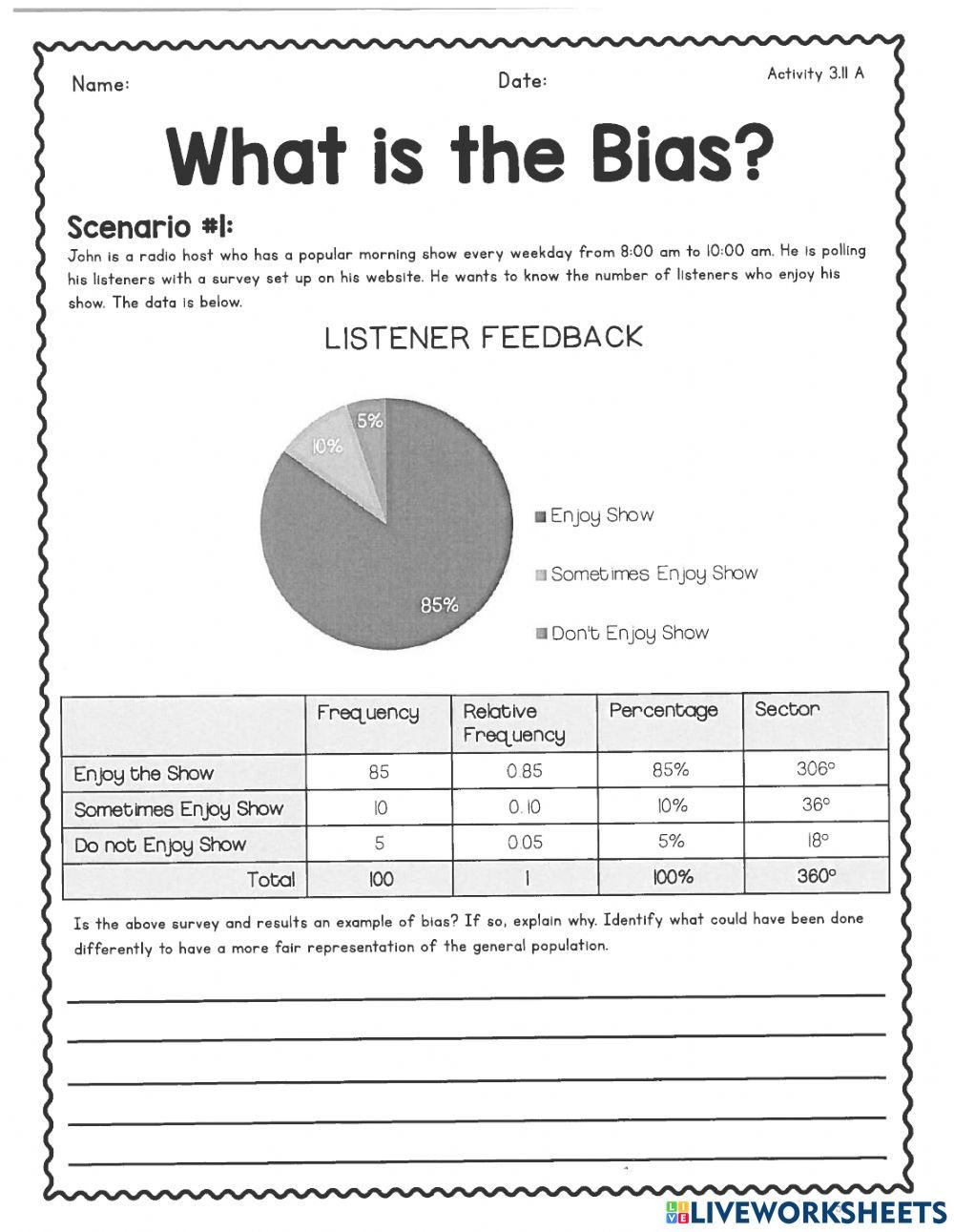 BIas in surveys | Free Interactive Worksheets | 1004835