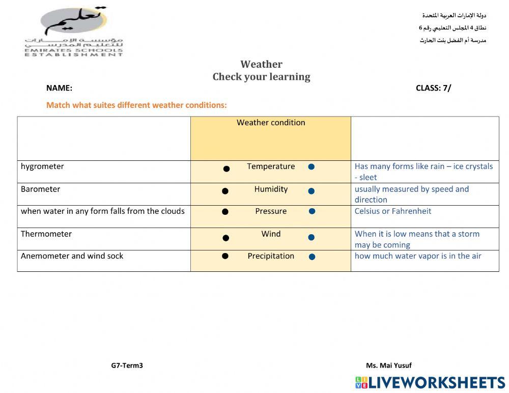 Weather factors… | Free Interactive Worksheets | 1004869