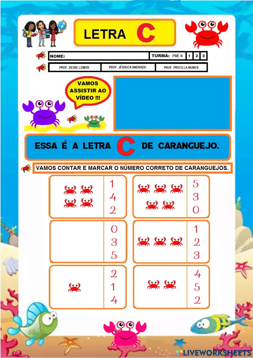 Letra c interactive worksheet for PRÉ ESCOLAR | Live Worksheets