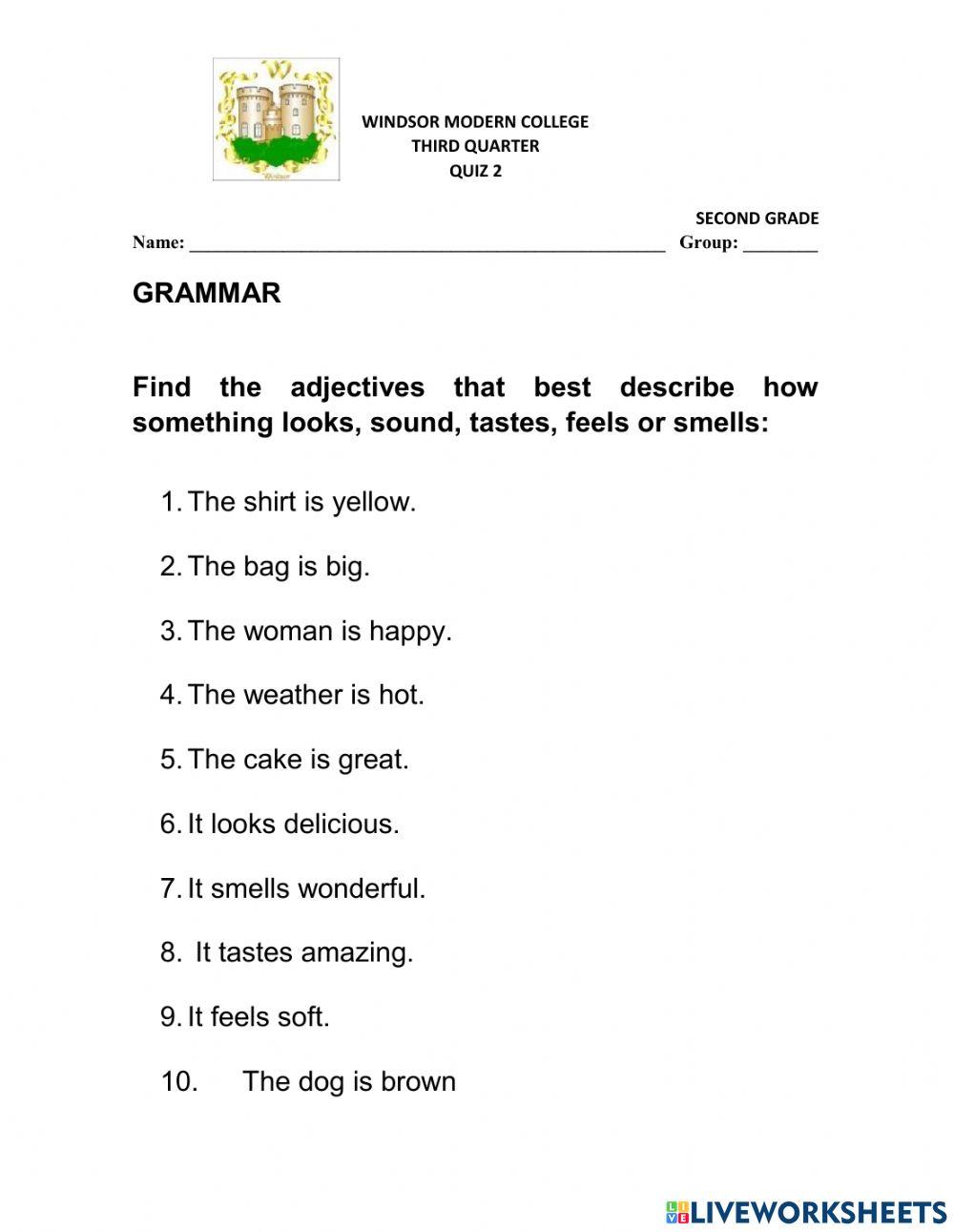 Grammar 2 worksheet for second | Live Worksheets