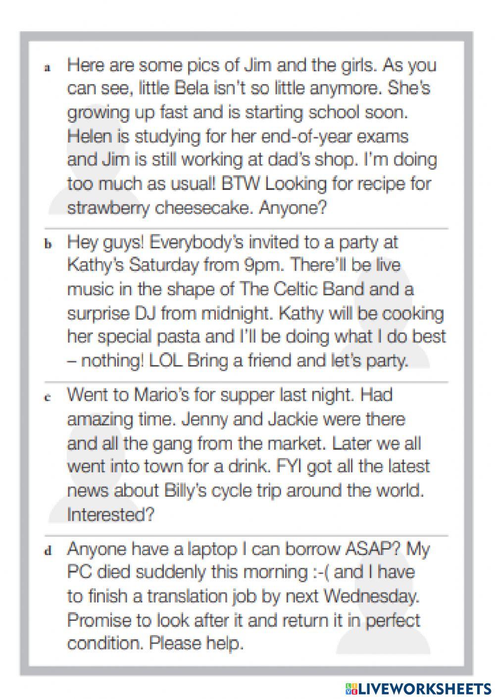 Cl 8 writing task 1 worksheet | Live Worksheets