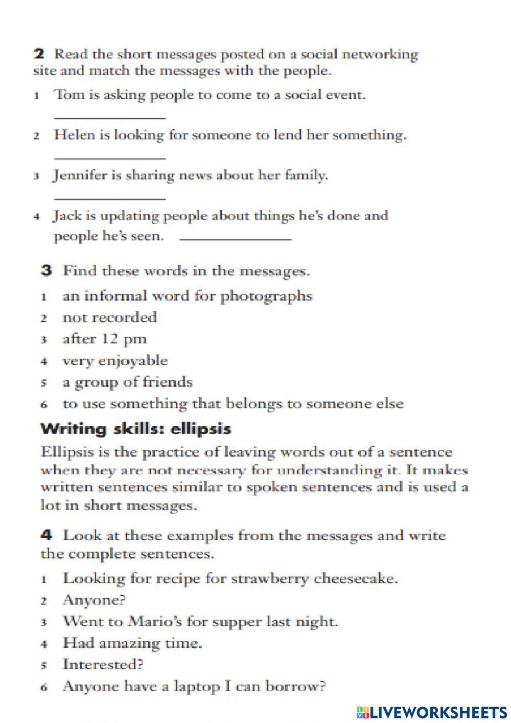 Cl 8 writing task 1 worksheet | Live Worksheets