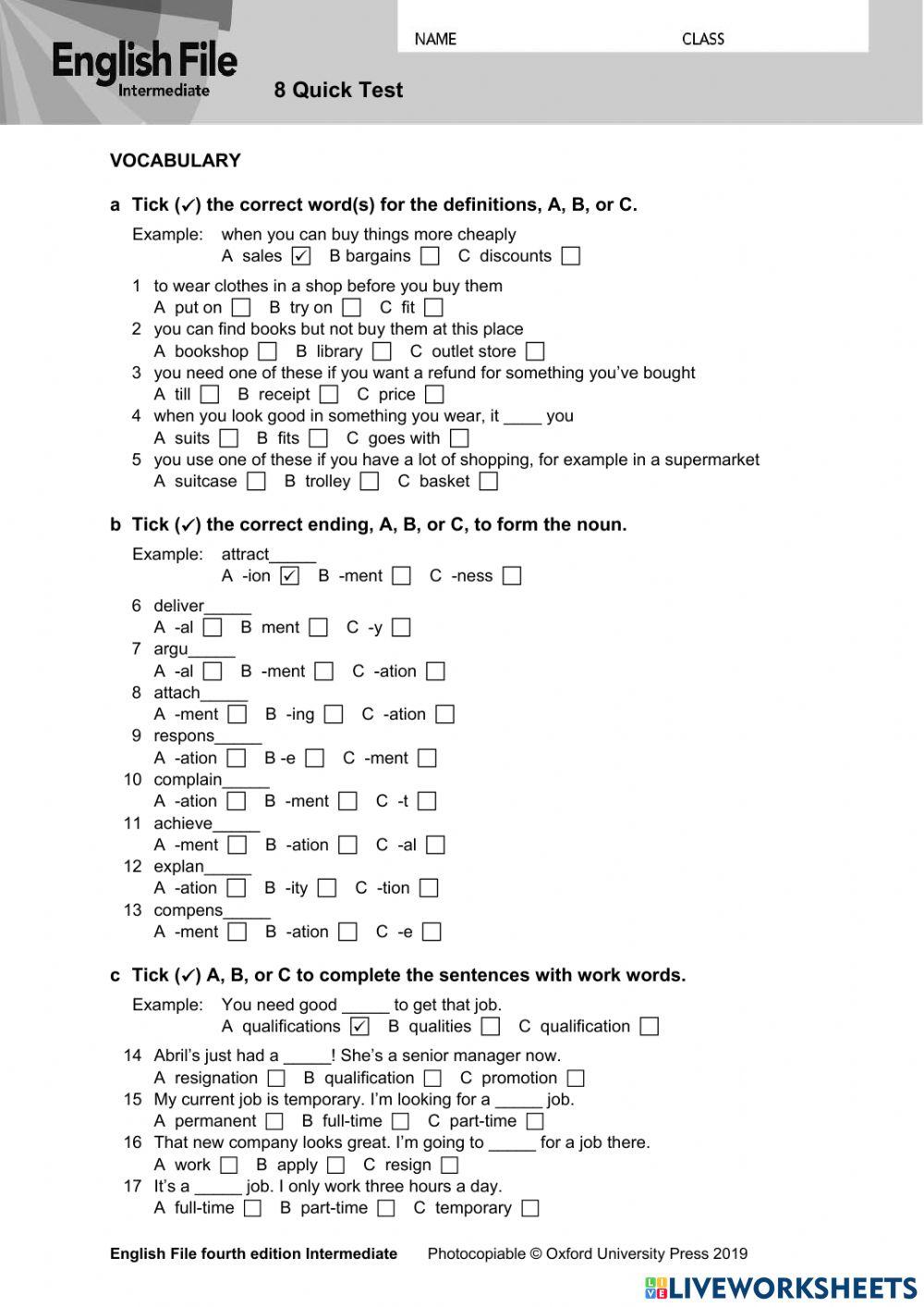 EF INter 4th ED… | Free Interactive Worksheets | 5017115