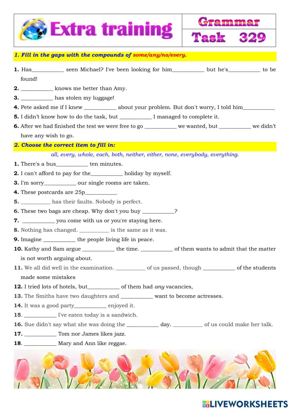 Extra Training 329 worksheet | Live Worksheets