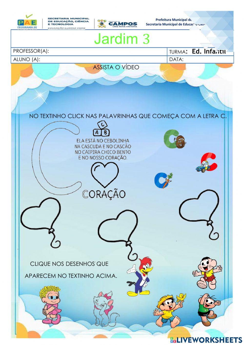 Letra c worksheet for ED. INFANTIL | Live Worksheets
