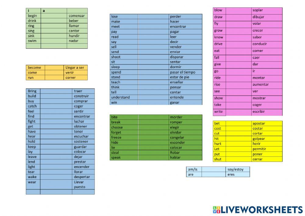 Irregular verbs online exercise for 6 primaria | Live Worksheets