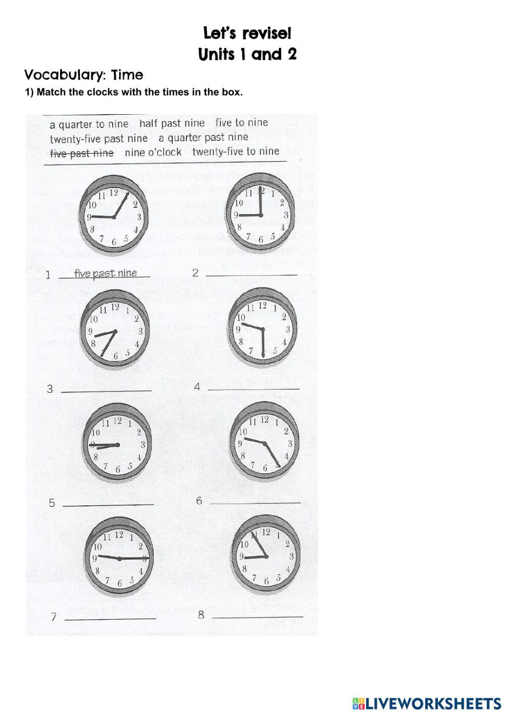 Practise - Units 1 - 2 (Studio Elementary) worksheet | Live Worksheets