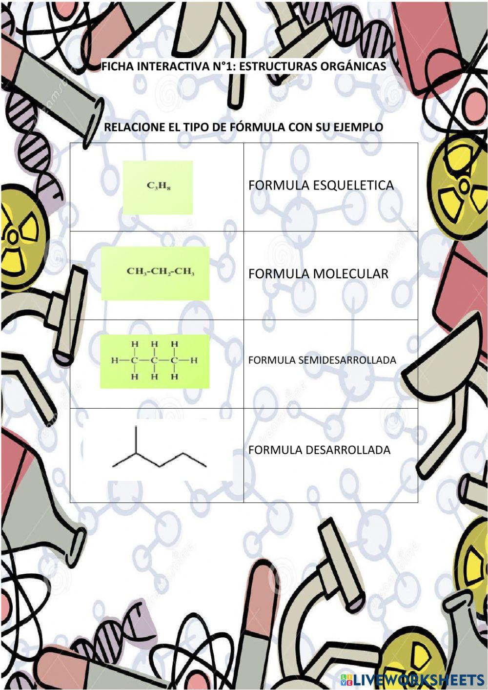 Tipos de fórmulas en química worksheet | Live Worksheets