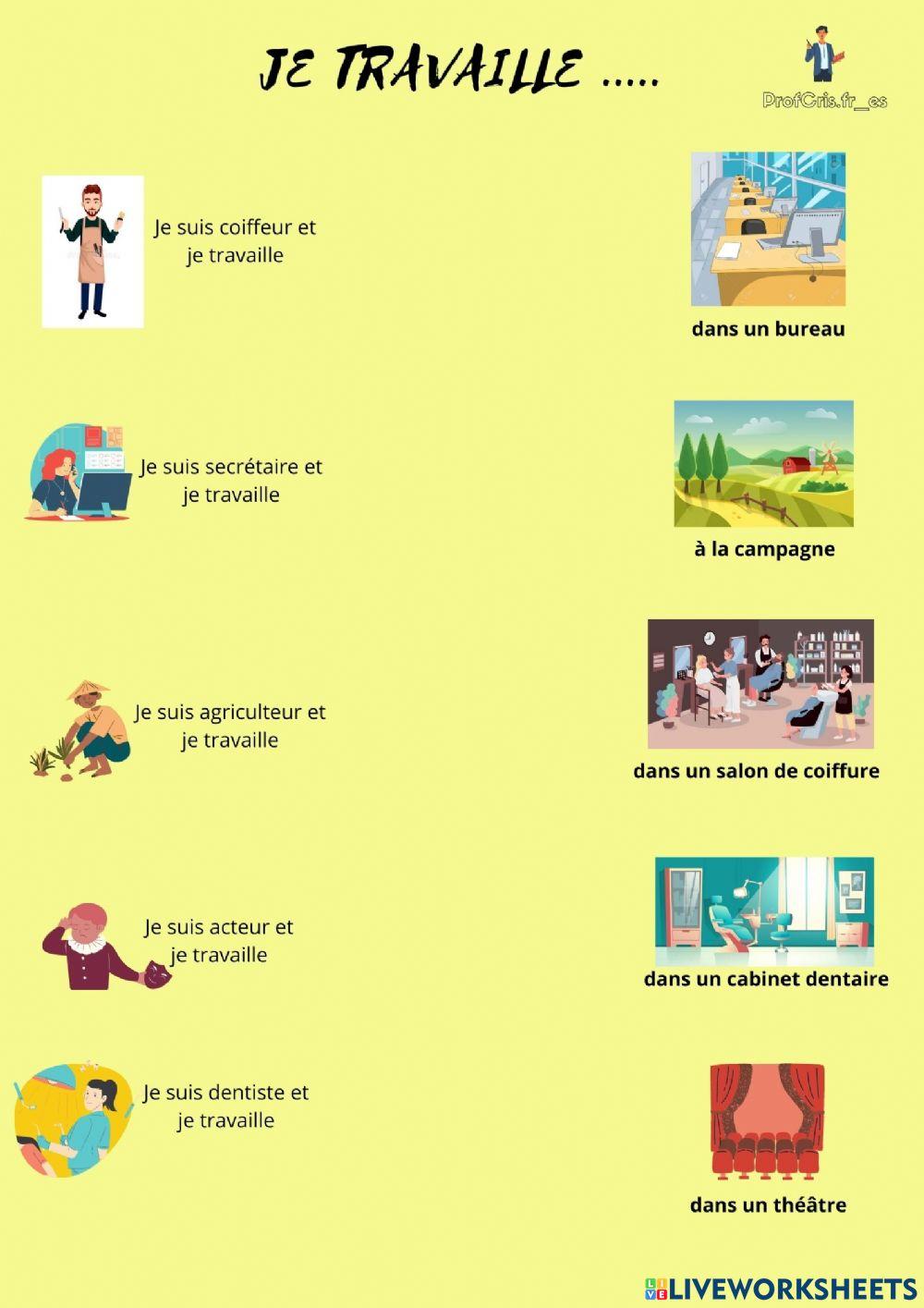 Les métiers | Free Interactive Worksheets | 1008498