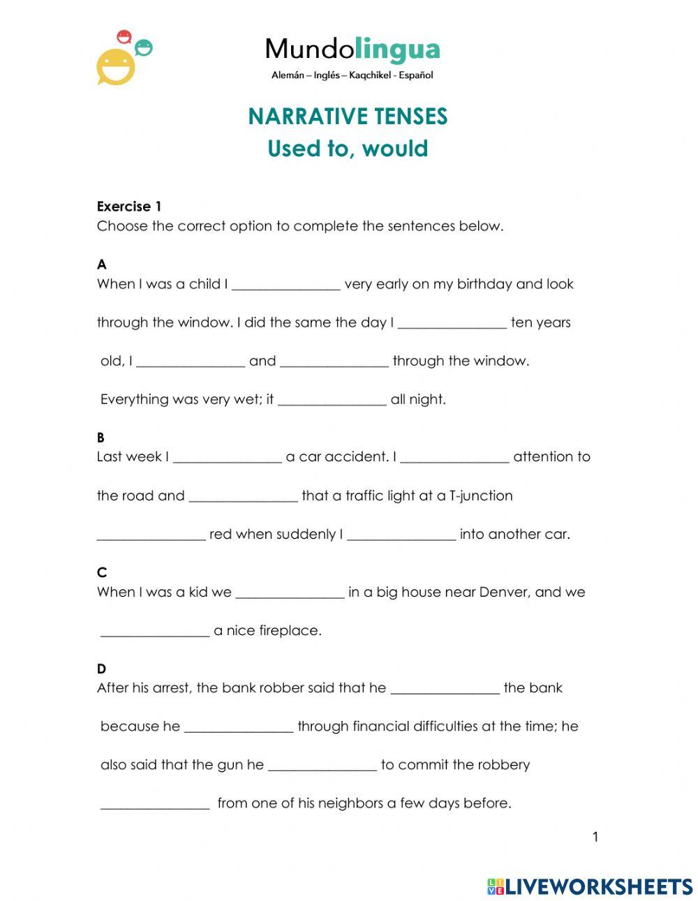 Narrative Tense… | Free Interactive Worksheets | 6594499