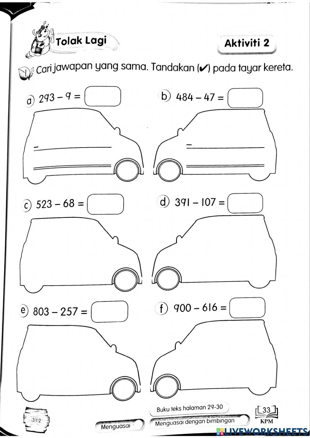 TOLAK Matematik activity | Live Worksheets